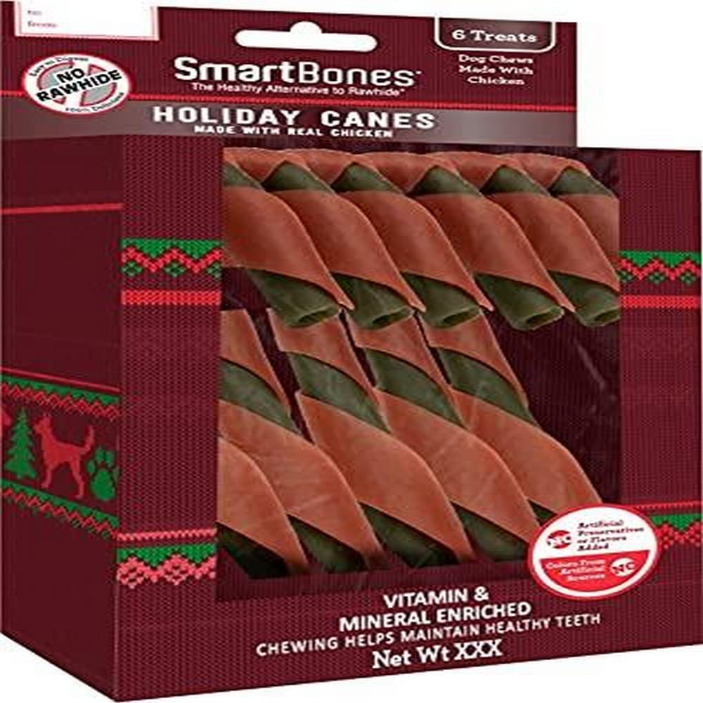 SmartBones Holiday Canes, 6 Count, Made with Real Chicken, Rawhide-Free Chews for Dogs