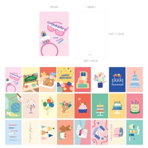 Monolike Birthday Party Single cards - mix 24 pack, lovely 24 Single cards