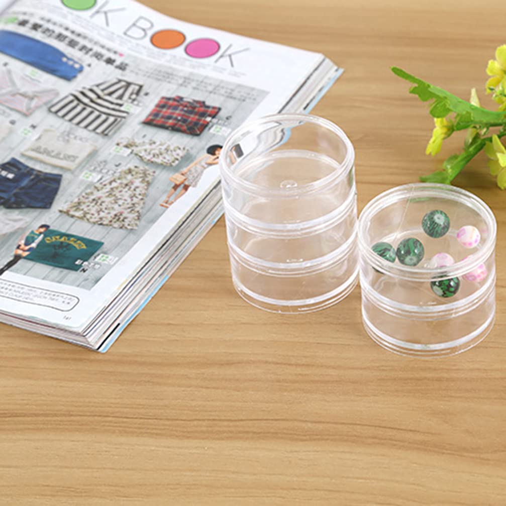 Diamond Storage Box Bead Storage Containers Clear Plastic Cylinder Bead Organizer 5 Layer Stackable Bead Storage Jars for Beading Storage Painting Embroidery Box