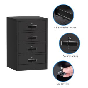 JINGUR Metal Storage Cabinet with Lockable Drawers for Home Office Bedroom Living Room Organization(Black)