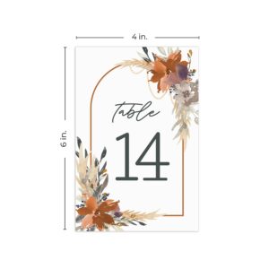 Indie Autumn Floral Table Numbers/Set Of 28 Wedding Table Number Cards / 4" x 6" Indie Botanical Design/Made In The USA