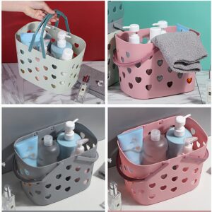 Kamonda Portable Shower Caddy Tote Heart Shaped Hollow Plastic Storage Basket w/Handle Shower Caddy Tote Gray