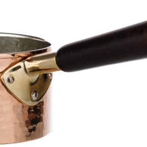 DEMMEX Copper Saucepan, 1mm Thick Solid Uncoated Copper, Wooden Handle, Tin Lined, 100% Handmade in Turkey (0.8 Quarts-5"x2.7")