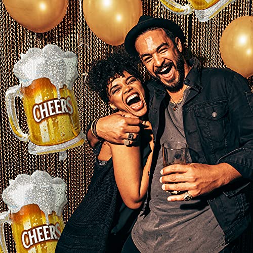 BIEUFBJI Beer Cup Balloons Set of 2, Beer Mug Cheers Foil Balloons Fit for Summer Party, Beer Festival, Birthday Party Wedding and More Decor