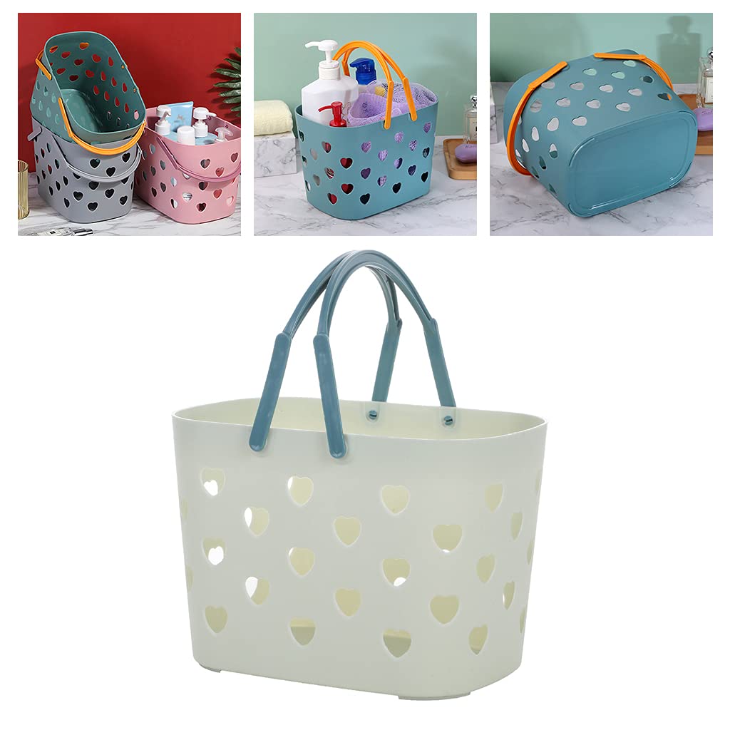 Kamonda Portable Shower Caddy Tote Heart Shaped Hollow Plastic Storage Basket w/Handle Shower Caddy Tote Gray