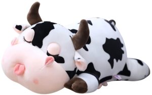 wuzhou cow stuffed animals, soft pillow plush toys gifts for kids, throw sleeping pillow toy gift for girls girlfriend, multiple size (30cm/11.8in)