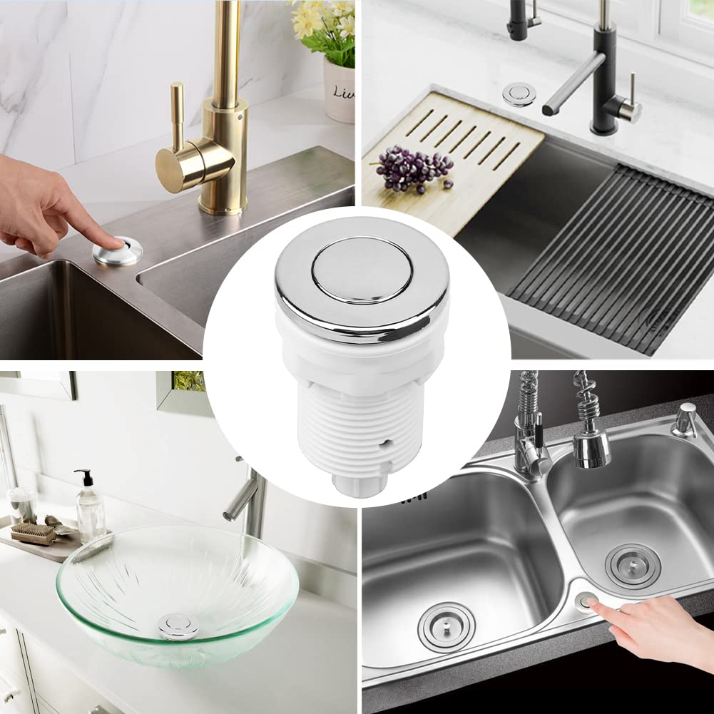 Air Pressure Bath Switch Tub Spa Massage Bath Garbage Waste Disposal Air Switch Push Button Garbage Disposal Sink Top Air Switch(White,Size:28mm)