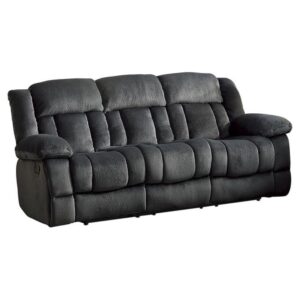 pemberly row plush double reclining sofa, upholstered 3 seater fabric recliner couch for home living room, charcoal