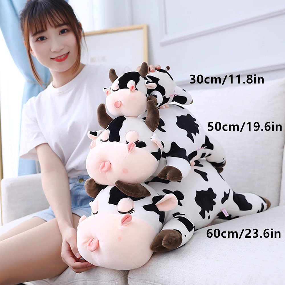 WUZHOU Cow Stuffed Animals, Soft Pillow Plush Toys Gifts for Kids, Throw Sleeping Pillow Toy Gift for Girls Girlfriend, Multiple Size (30cm/11.8in)