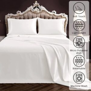 Bedify Bedding 100% Pure Silk Satin Duvet Set with 2 Pillowcases Wrinkle Free Fade Resistant One Silk Satin Duvet Cover | Two Pillowcases | Cool Soft Silk Duvet Set (Dark Ivory, King/Cal King)