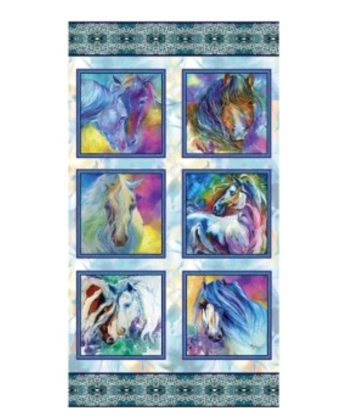 Benartex Color Your World with Horses 9430 84 Horses 23" Panel