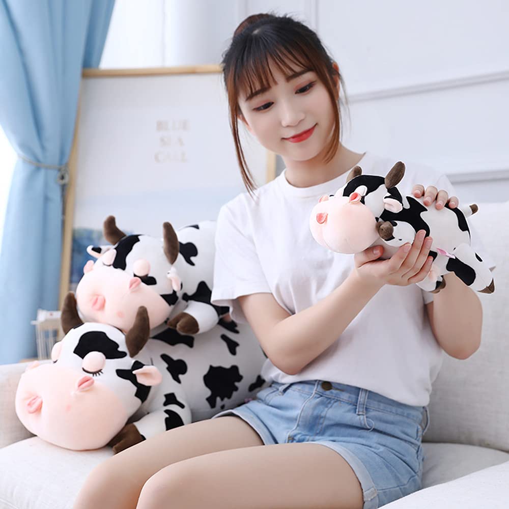 WUZHOU Cow Stuffed Animals, Soft Pillow Plush Toys Gifts for Kids, Throw Sleeping Pillow Toy Gift for Girls Girlfriend, Multiple Size (30cm/11.8in)