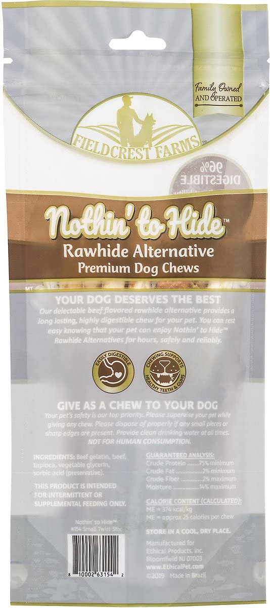 Fieldcrest Farms Nothing to Hide Natural Rawhide Alternative Twist Stix for Dogs - 3 Pack (30 Sticks) Premium Grade Easily Digestible Chews - Great for Dental Health (Beef, Stix)…