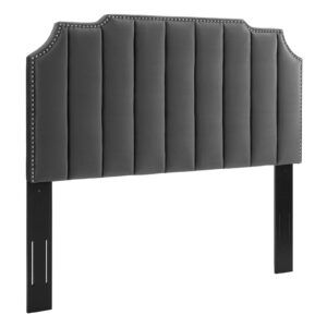 modway rosalind channel tufted performance velvet headboard, twin, charcoal