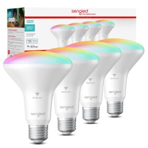 sengled smart bulbs, br30 smart wifi flood light bulb that work with alexa google, e26 base, cri>90, 650lm (65w equivalent), dimmable color light bulbs, 2.4ghz wifi only, no hub required, 4 pack