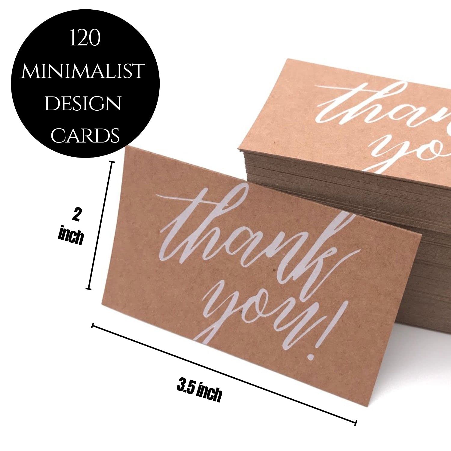 Mobiusea Creation 120pcs Rustic Kraft Thank You Inserts | 2" x 3.5" | Thank You For Supporting My Small Business Cards | Thank You Cards Small Business | Cute Packaging for Small Business