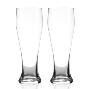 burns glass bar glasses, classic pilsner glass tall beer glasses with heavy base, 24 oz. (set of 2)