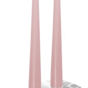 Hyoola Tall Taper Candles - 12 Inch Light Pink Unscented Dripless Taper Candles - 10 Hour Burn Time - 12 Pack