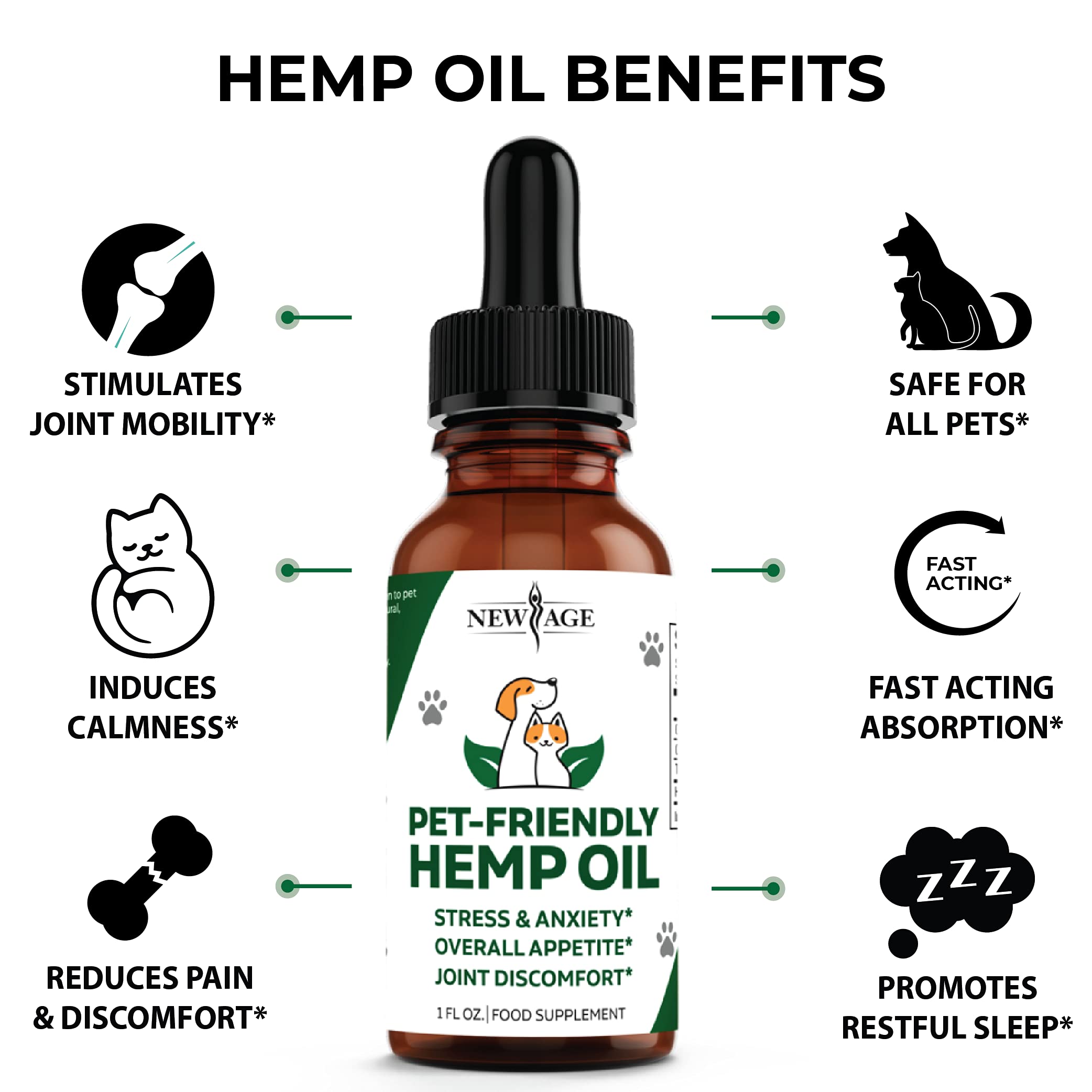 Natural Hemp Oil for Dogs and Cats by NEW AGE - Dog Calming Aid - Hip and Joint Health, Mobility, Immunity - Pet Hemp Oil Rich in Omega 3, 6, 9 – 2 Pack