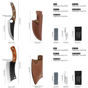 XYJ Full Tang Boning Knife Handmade Forged Butcher Knife Serbian Chef Knife Multi-functional Cleaver With Leather Sheath For Kitchen Camping or BBQ