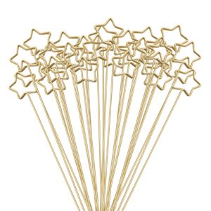 tinsow 30 pcs metal floral place card holder, 13.4 inch flower picks clip for floral arrangement, golden gift card holder for wedding and party (stars)