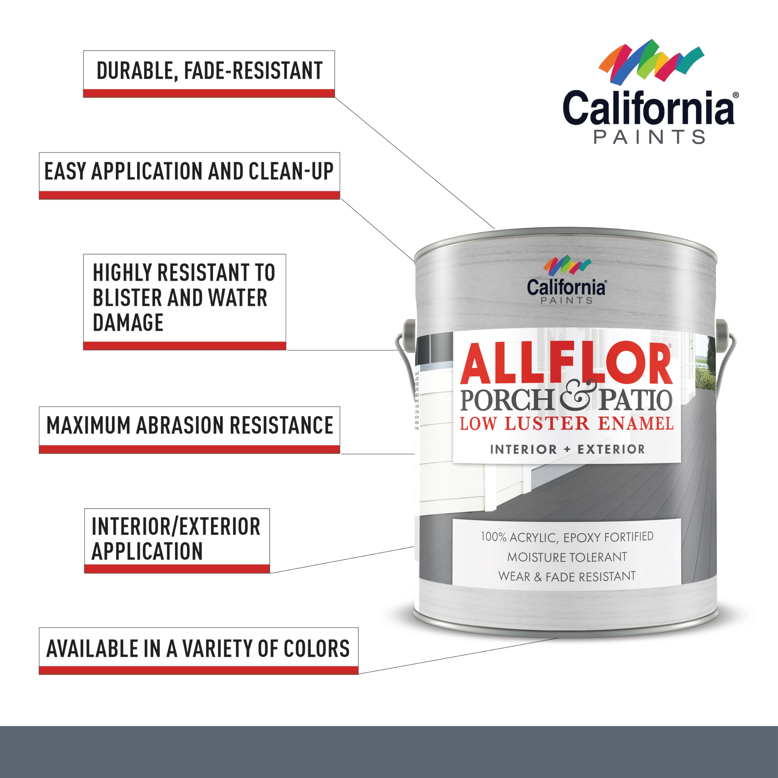 CALIFORNIA PAINTS ALLFLOR Porch, Patio and Floor Enamel Paint, Black, 1 Quart, Extremely Durable Water-Based Formula, Ideal for Patios, Pool Decks, Basements & More