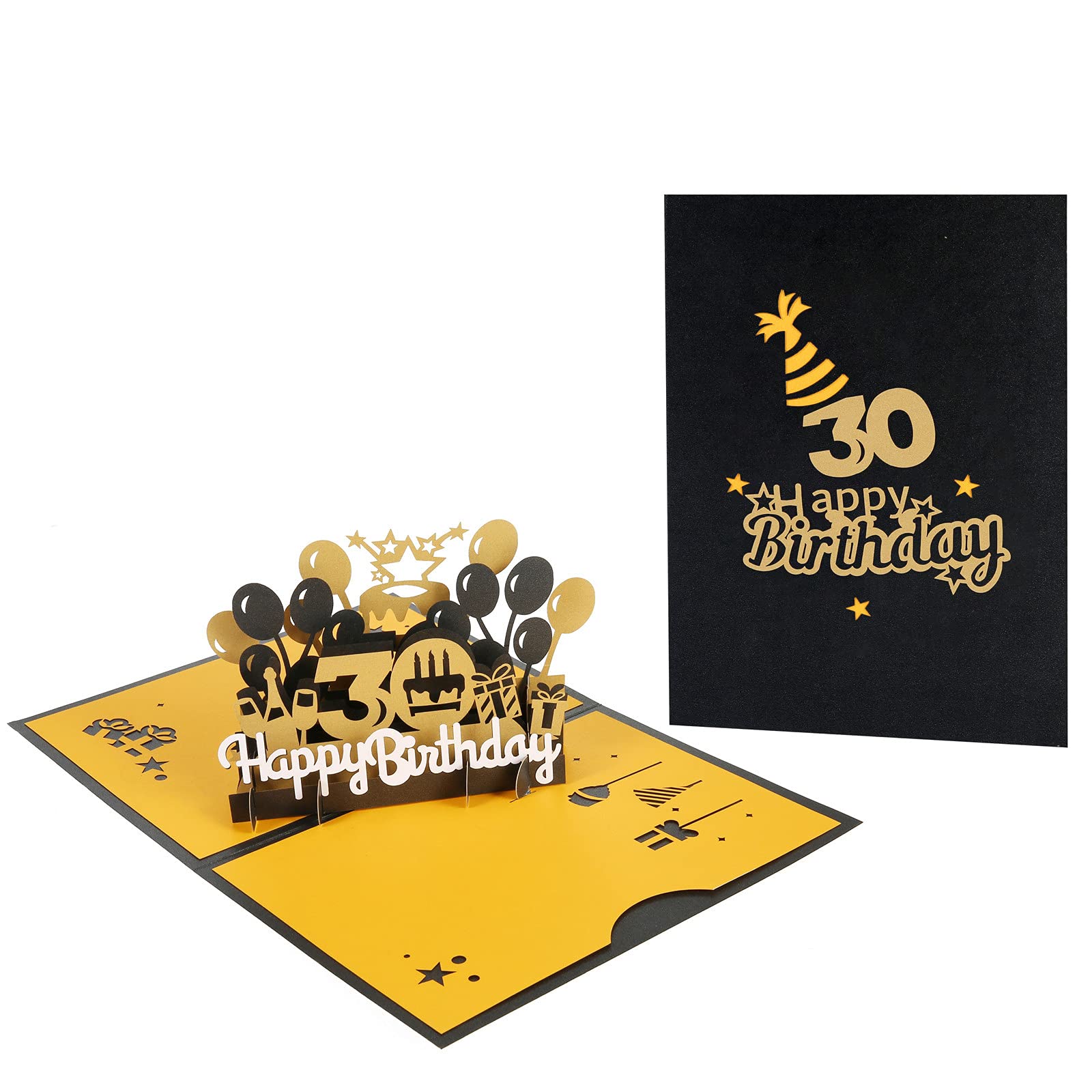 HOMANGA Happy 30th Birthday Pop Up Card, 30th Birthday 3D Greeting Card for Men or Women, 30th Birthday Gifts for Husband Wife, Pop Up Birthday Card with Blank Note and Envelope, 6" x 8"