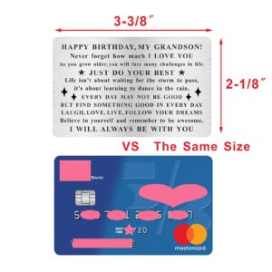 MXRSDF Grandson Birthday Card, Grandson Bday Gift, Engraved Wallet Card