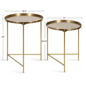 Kate and Laurel Ulani Round Metal Nesting Accent Tables, 2 Piece, Gold