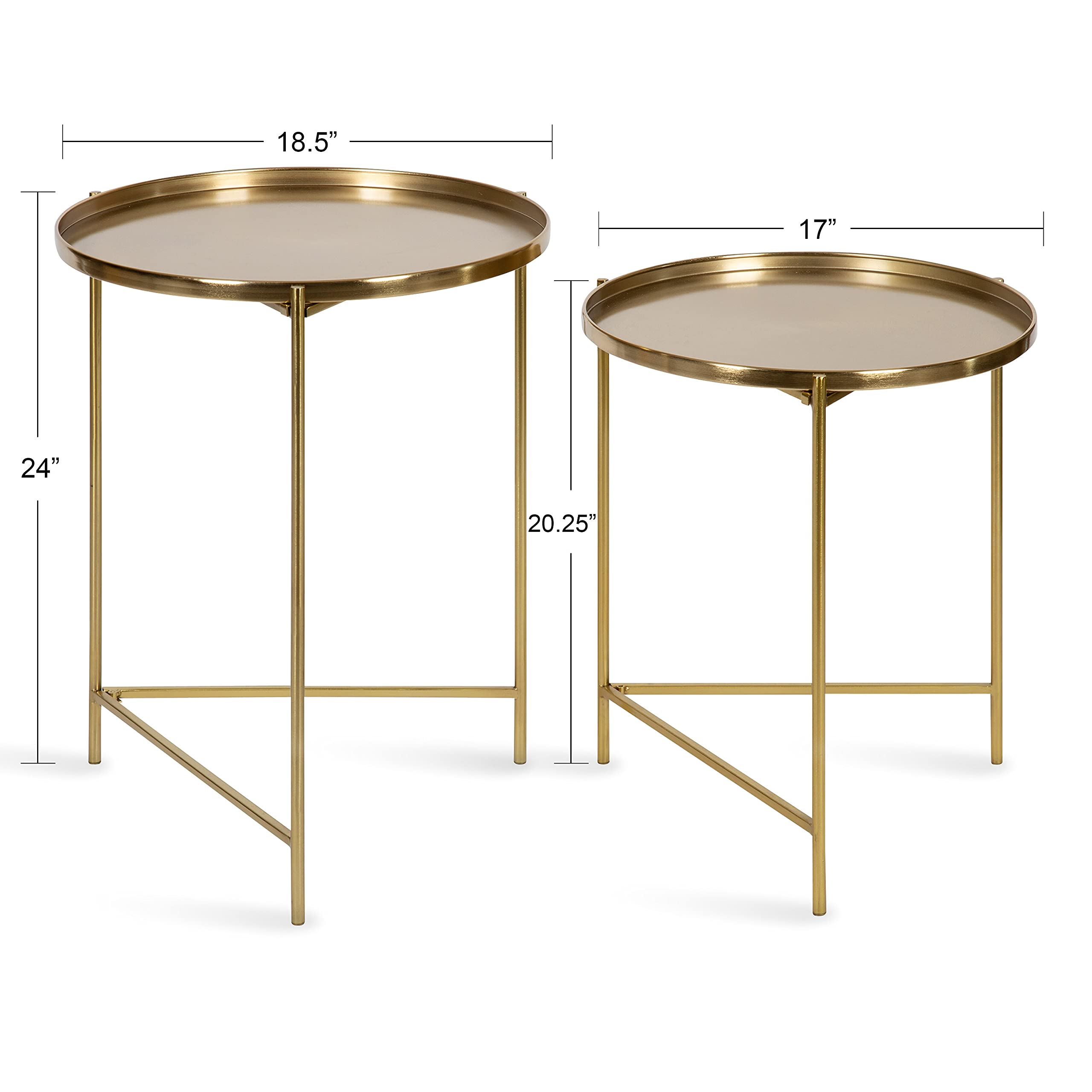 Kate and Laurel Ulani Round Metal Nesting Accent Tables, 2 Piece, Gold