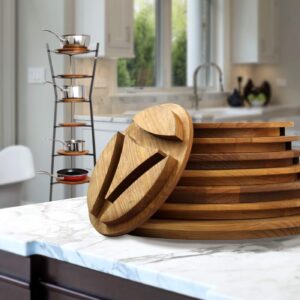 enclume solid alder wood shelves for 8 tier hourglass stand shelf set, dimensions: min. 7.13" dia. x max. dia. 12.75" x .625" thick ~ weight: 8 lbs