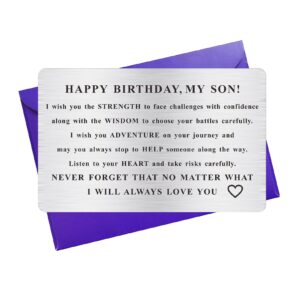 mxrsdf son birthday card - son bday gift - son engraved wallet card