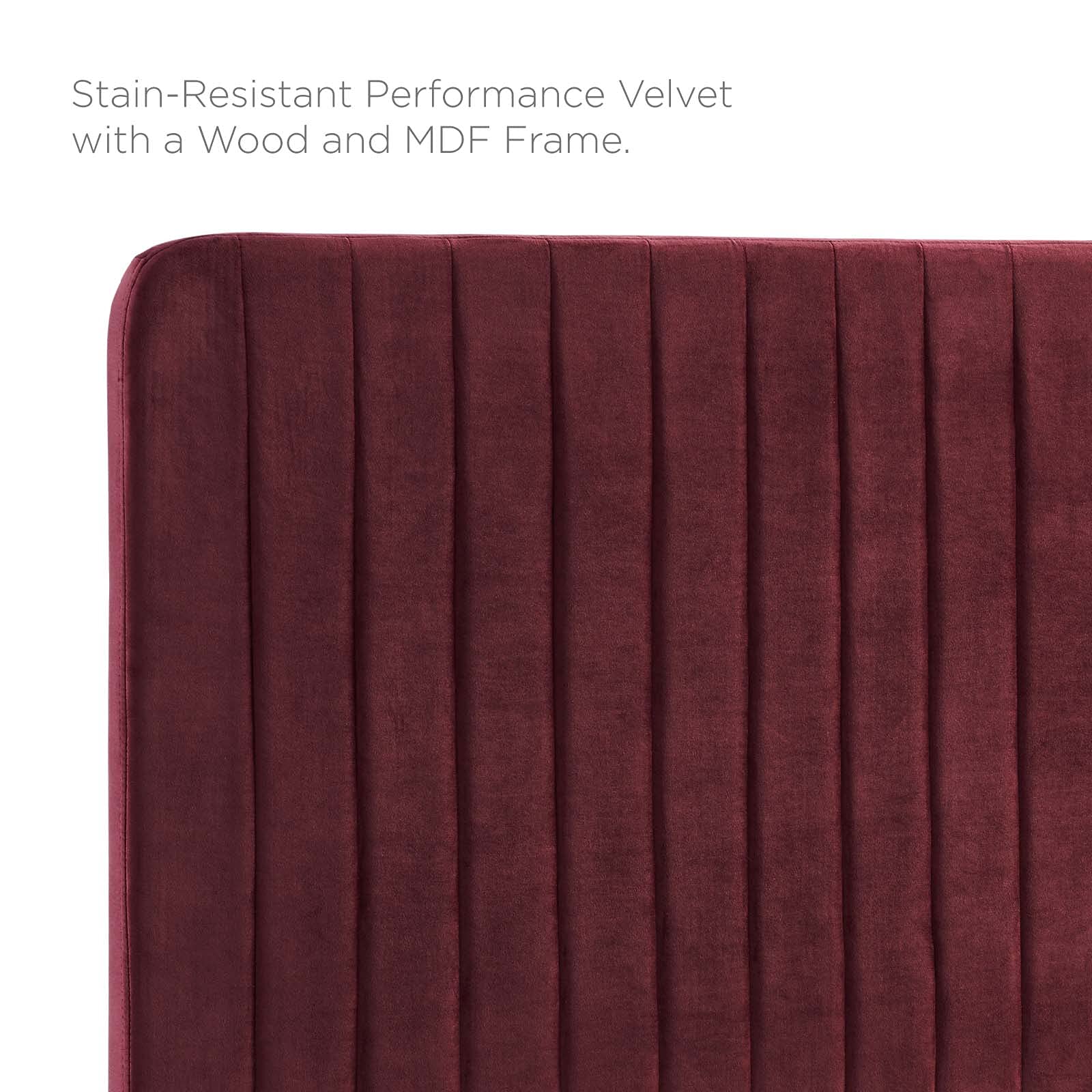 Modway Milenna Channel Tufted Performance Velvet King/California King Headboard in Maroon