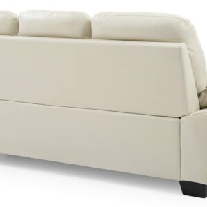 Glory Furniture Marta Upholstered Sofa, Pearl Faux Leather