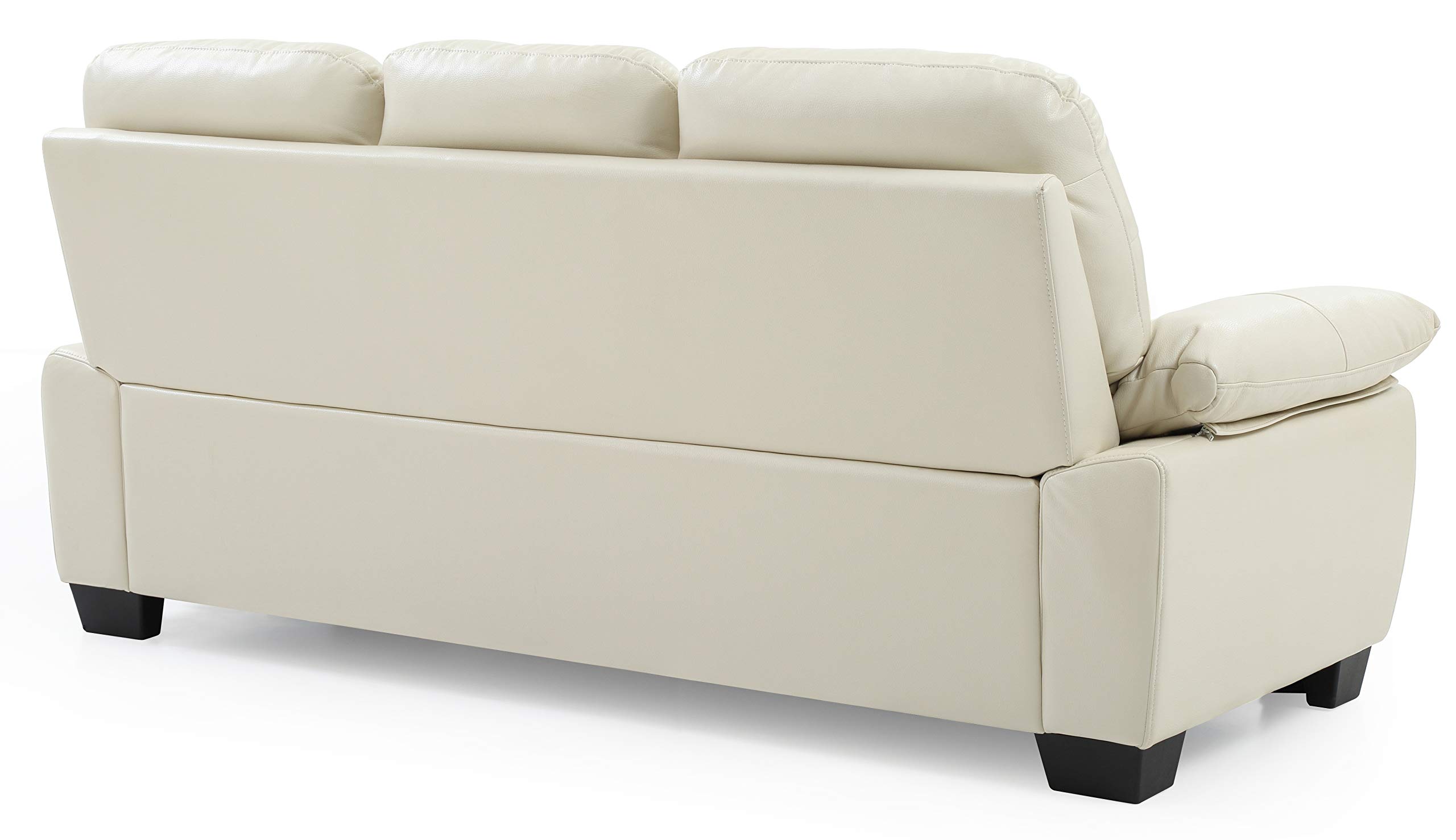 Glory Furniture Marta Upholstered Sofa, Pearl Faux Leather