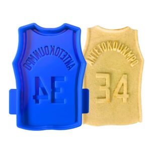 zaverycakes nba licensed giannis antetokounmpo jersey silicone mold, for basketball fans, pancakes, pizza, cakes, brownie, chocolate, and more, perfect for game day treats, non-stick,dishwasher safe