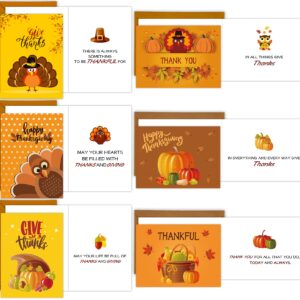 Funnlot Thanksgiving Cards 36PCS Bulk Thanksgiving Cards with Envelopes for Family Thankful Cards Fall Autumn Holiday Parties Celebrations Harvest Wedding Dinner Happy Thanksgiving Cards Bulk