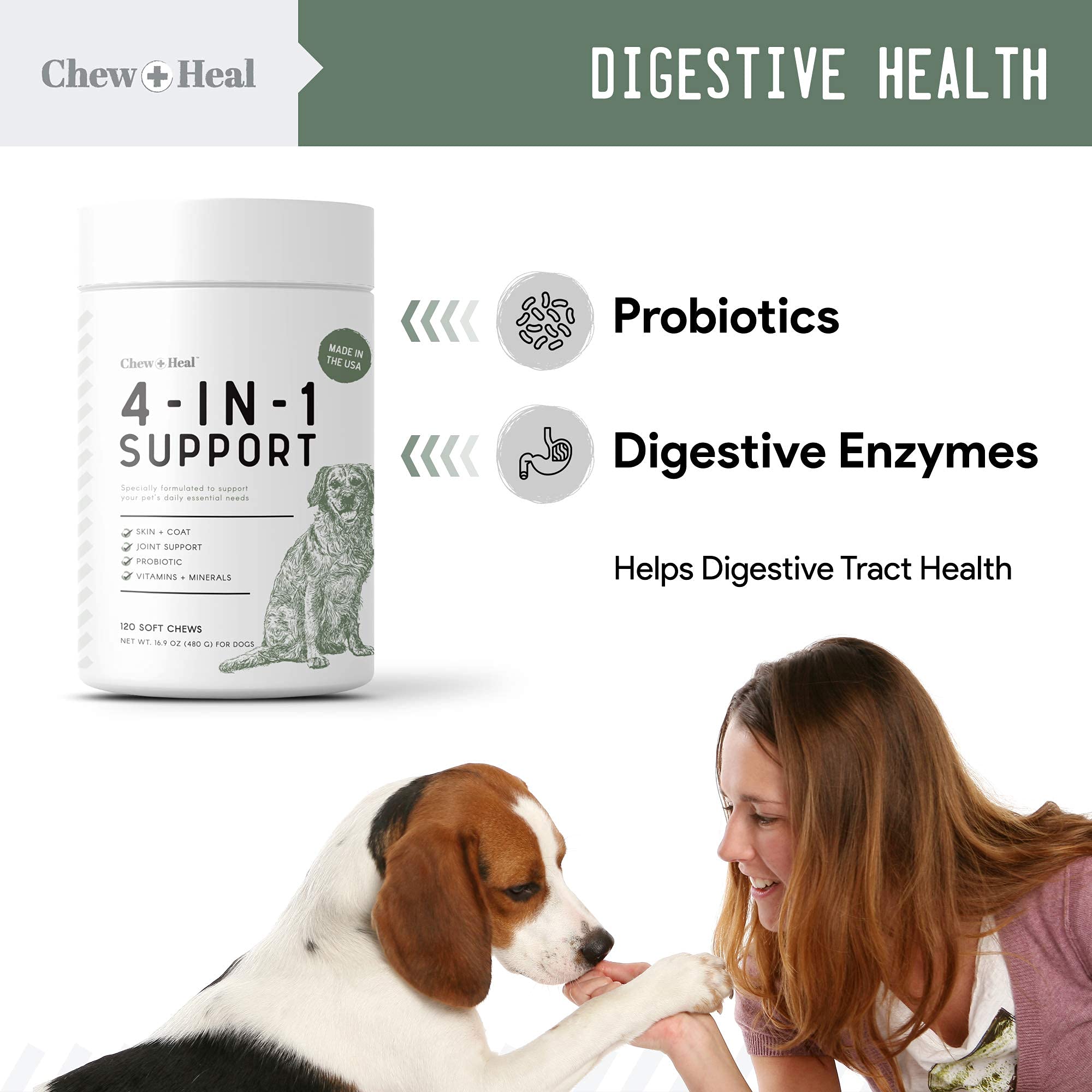 Dog Calming Treats and All in 1 Dog Multivitamin - Stress Relief Thiamine and L-Tryptophan for Fireworks, Storms and Anxiety - Probiotics, Digestive Enzymes, Omega Skin and Coat, Hip and Joint Support