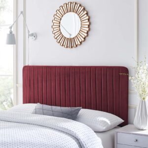 modway milenna channel tufted performance velvet king/california king headboard in maroon