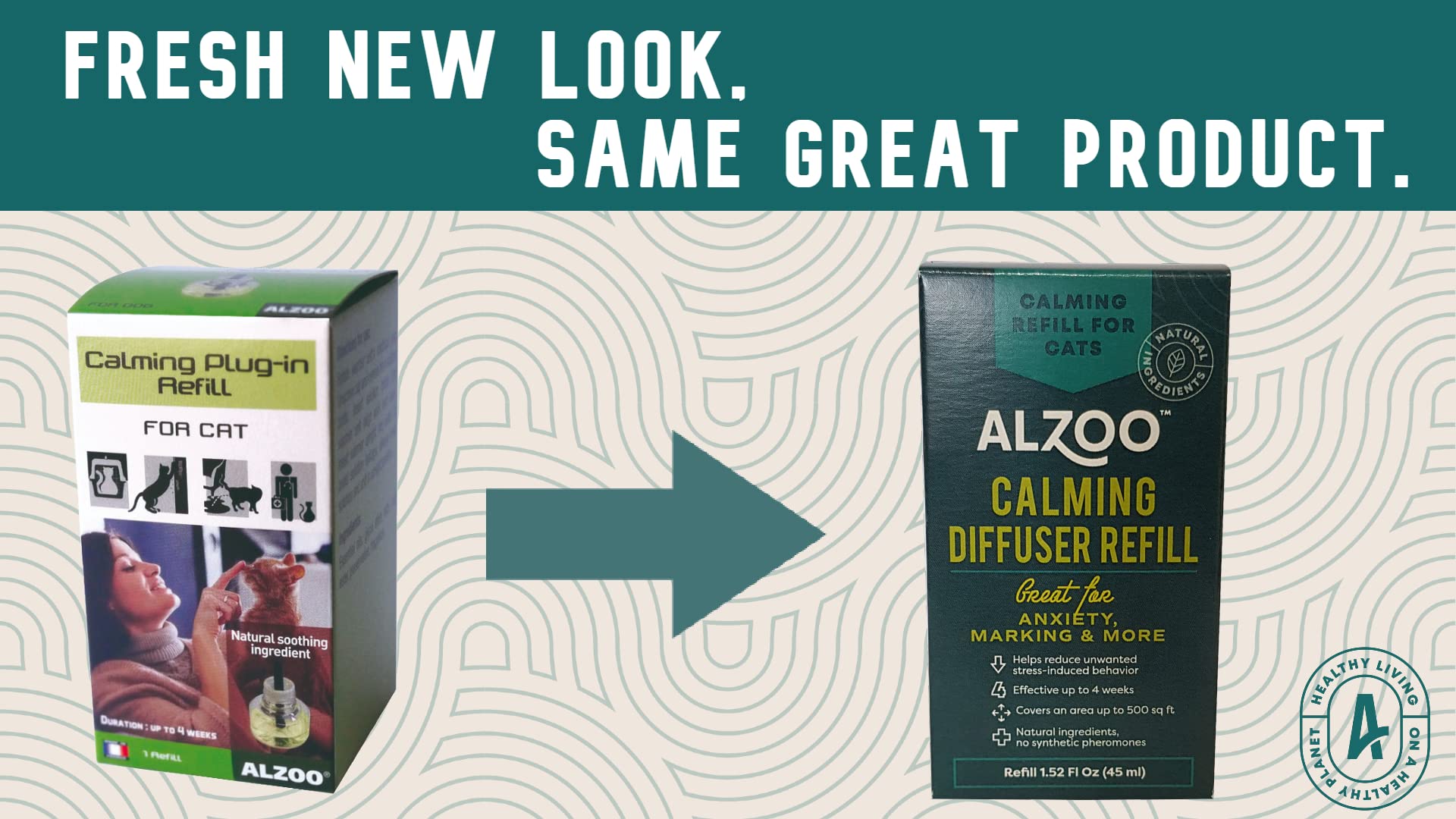 ALZOO Calming Diffuser Refill for Cats, Helps Reduce Unwanted Stress-Induced Behavior, 100% Plant-Based Active Ingredients, Covers Up to 500 Sq. Ft, 1.52 Fl. Oz.