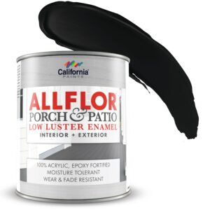 california paints allflor porch, patio and floor enamel paint, black, 1 quart, extremely durable water-based formula, ideal for patios, pool decks, basements & more