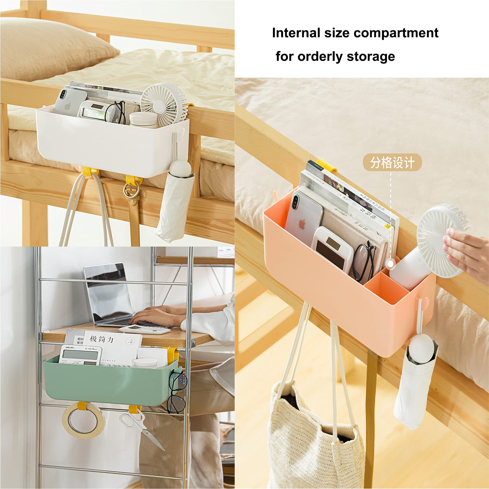 WYZHDQ Bedside Organizer Storage Caddy Hanging as Bunk Bed Storage Accessories Handrail Multi Pockets for Dorm Bunk Bed Shelf