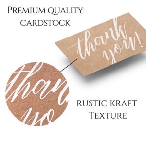 Mobiusea Creation 120pcs Rustic Kraft Thank You Inserts | 2" x 3.5" | Thank You For Supporting My Small Business Cards | Thank You Cards Small Business | Cute Packaging for Small Business