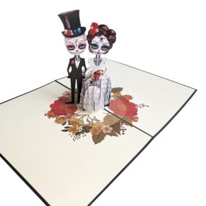 Corpse Couple, Corpse Bride and Groom, Funny Wedding Card, Birthday Card, Halloween, Valentine's Day, Day of the Dead, Dia de Muertos (on Flower)