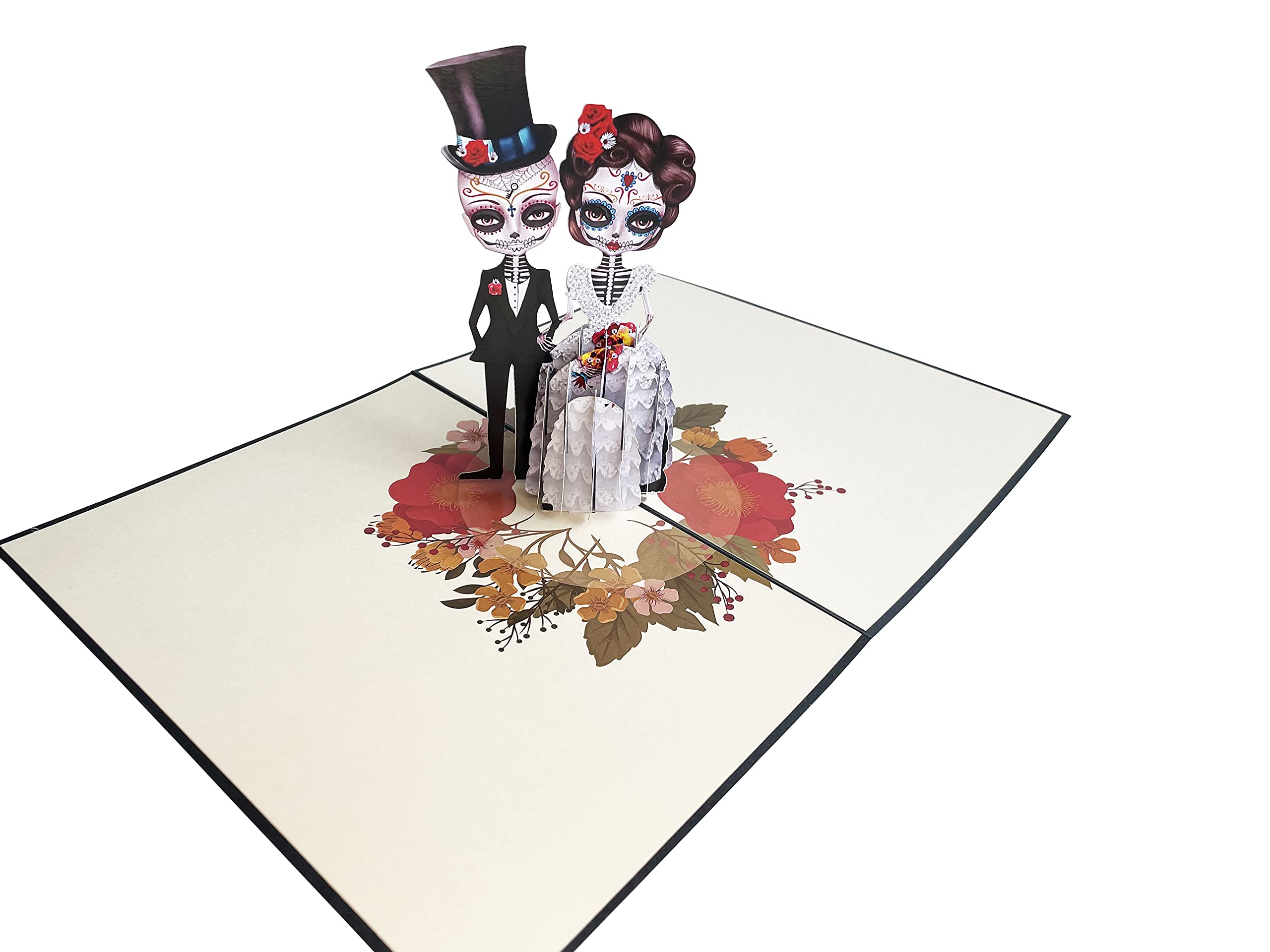 Corpse Couple, Corpse Bride and Groom, Funny Wedding Card, Birthday Card, Halloween, Valentine's Day, Day of the Dead, Dia de Muertos (on Flower)