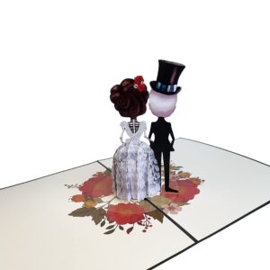 Corpse Couple, Corpse Bride and Groom, Funny Wedding Card, Birthday Card, Halloween, Valentine's Day, Day of the Dead, Dia de Muertos (on Flower)