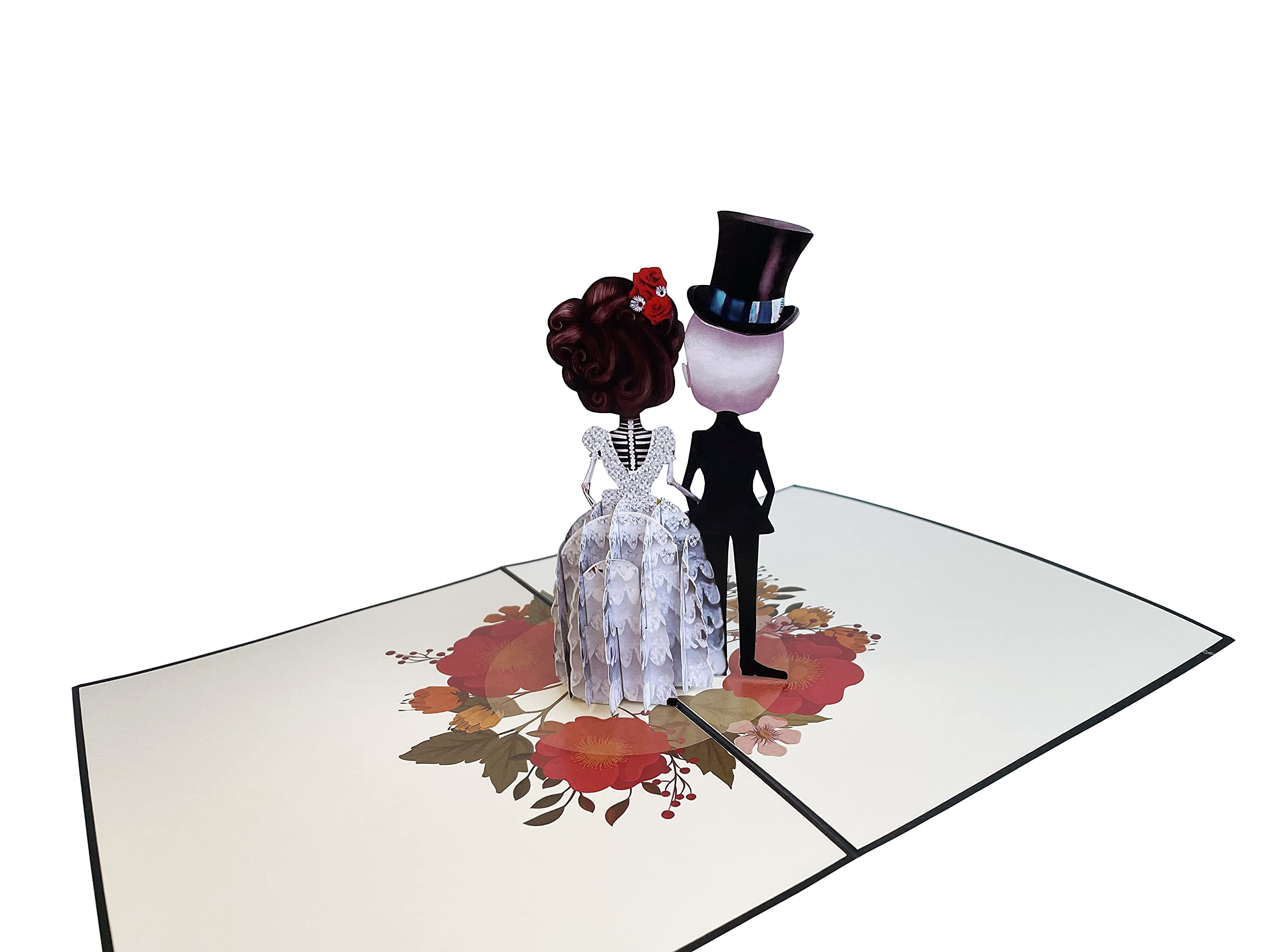 Corpse Couple, Corpse Bride and Groom, Funny Wedding Card, Birthday Card, Halloween, Valentine's Day, Day of the Dead, Dia de Muertos (on Flower)