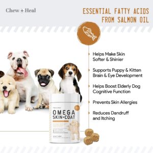 Dog Calming Treats and Salmon Oil Omega Treats for Skin and Coat -Anxiety and Stress Relief Supplement Thiamine and L-Tryptophan for Travel, Storms, Fireworks -Essential Fatty Acids, Omega 3, 6, and 9