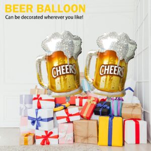 BIEUFBJI Beer Cup Balloons Set of 2, Beer Mug Cheers Foil Balloons Fit for Summer Party, Beer Festival, Birthday Party Wedding and More Decor