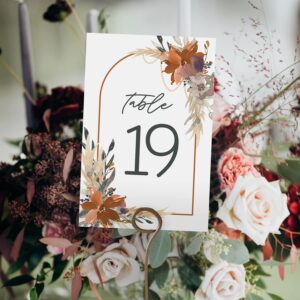 Indie Autumn Floral Table Numbers/Set Of 28 Wedding Table Number Cards / 4" x 6" Indie Botanical Design/Made In The USA